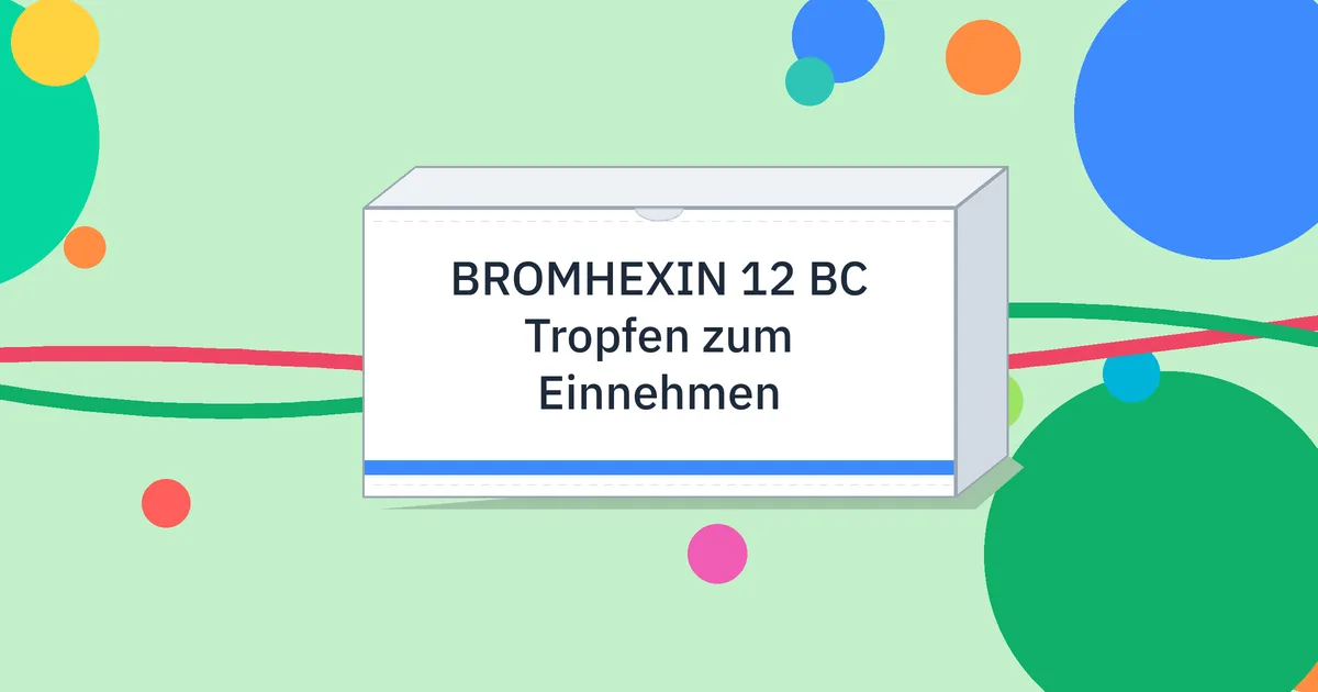 Symbolbild: Packung mit der Aufschrift BROMHEXIN 12 BC Tropfen zum Einnehmen (PZN 06890549) – Verfügbarkeit und Bezug in Apotheken in Frankfurt am Main