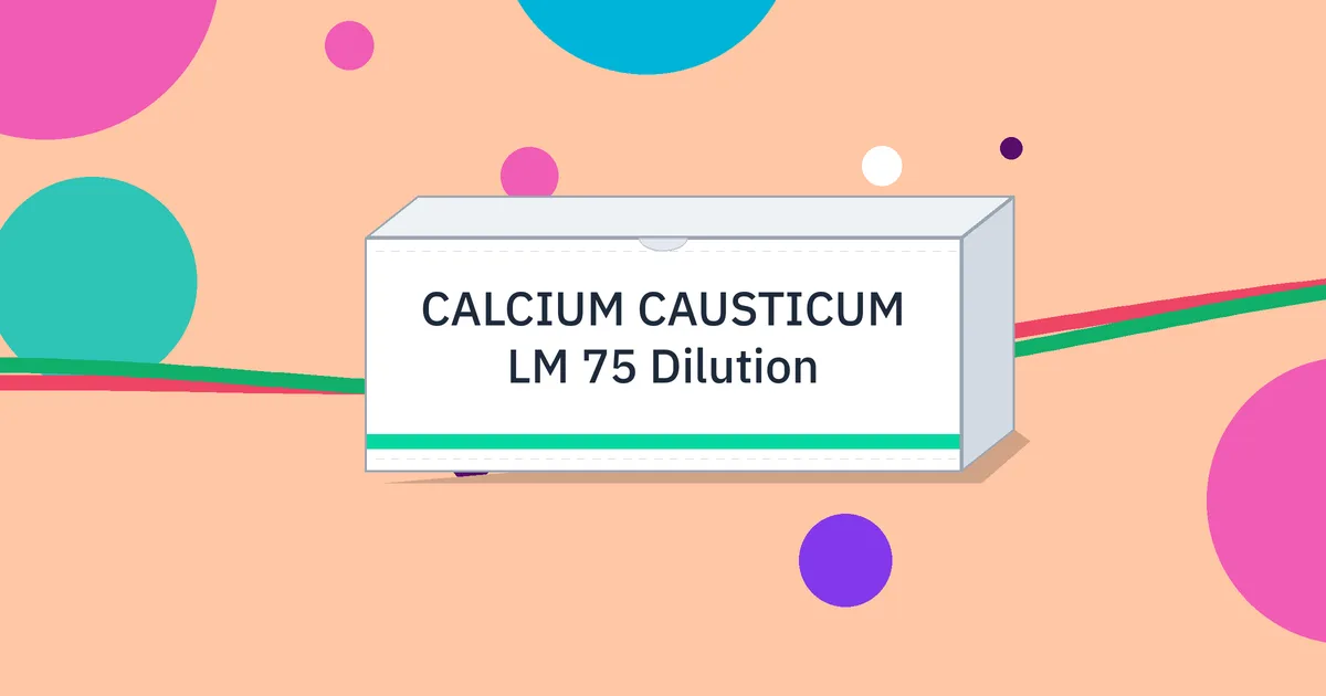 Symbolbild: Packung mit der Aufschrift CALCIUM CAUSTICUM LM 75 Dilution (PZN 12804198) – Verfügbarkeit und Bezug in Apotheken in Frankfurt am Main