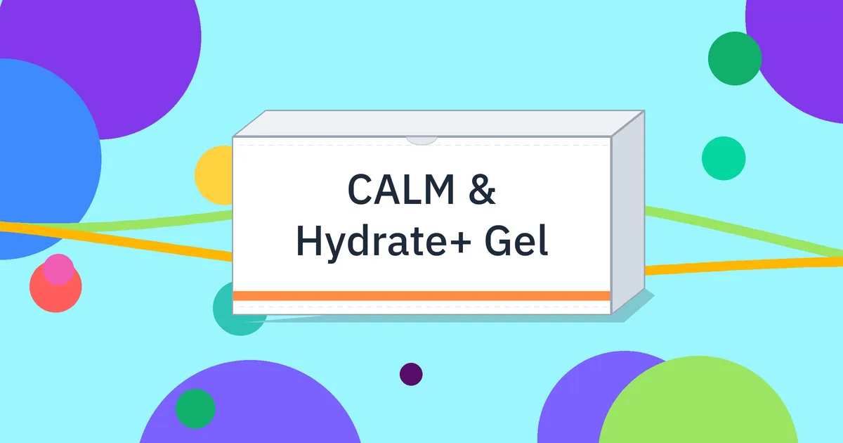 Symbolbild: Packung mit der Aufschrift CALM & Hydrate+ Gel (PZN 20407531) – Verfügbarkeit und Bezug in Apotheken in Frankfurt am Main