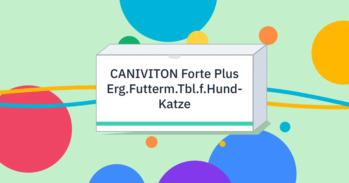 Symbolbild: Packung mit der Aufschrift CANIVITON Forte Plus Erg.Futterm.Tbl.f.Hund-Katze (PZN 16361272) – Verfügbarkeit und Bezug in Apotheken in Frankfurt am Main