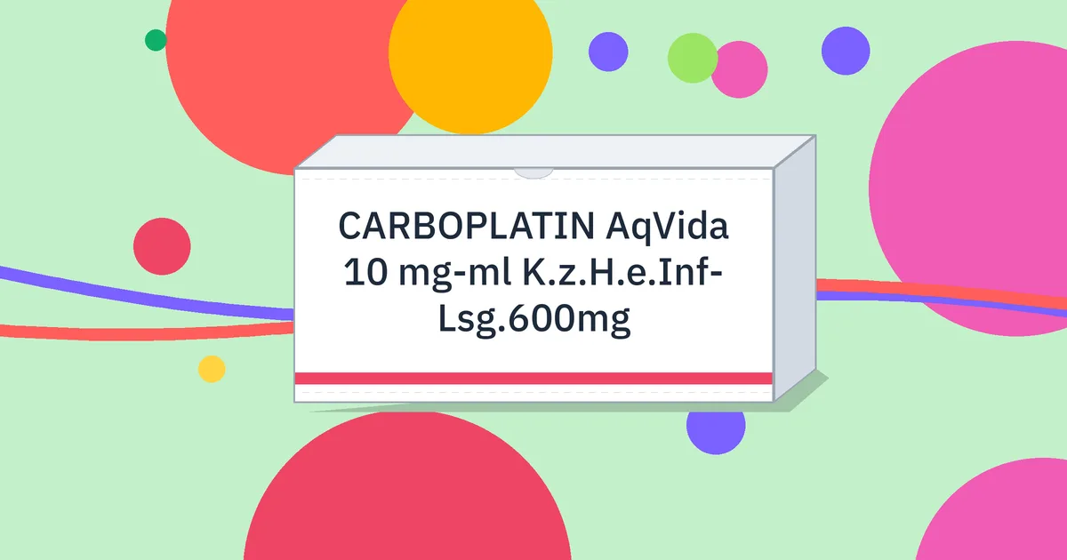 Symbolbild: Packung mit der Aufschrift CARBOPLATIN AqVida 10 mg-ml K.z.H.e.Inf-Lsg.600mg (PZN 20006447) – Verfügbarkeit und Bezug in Apotheken in Frankfurt am Main