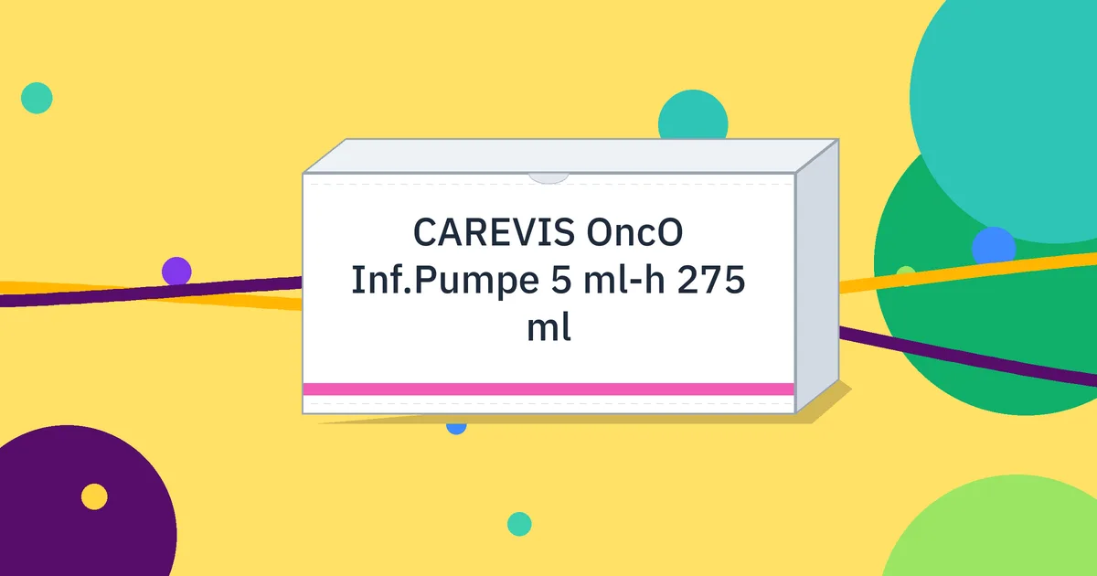 Symbolbild: Packung mit der Aufschrift CAREVIS OncO Inf.Pumpe 5 ml-h 275 ml (PZN 19117495) – Verfügbarkeit und Bezug in Apotheken in Frankfurt am Main
