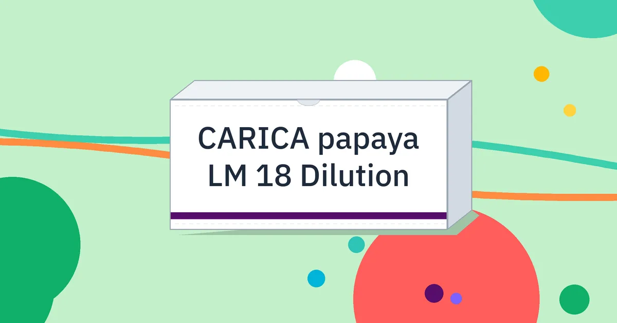 Symbolbild: Packung mit der Aufschrift CARICA papaya LM 18 Dilution (PZN 13430624) – Verfügbarkeit und Bezug in Apotheken in Frankfurt am Main