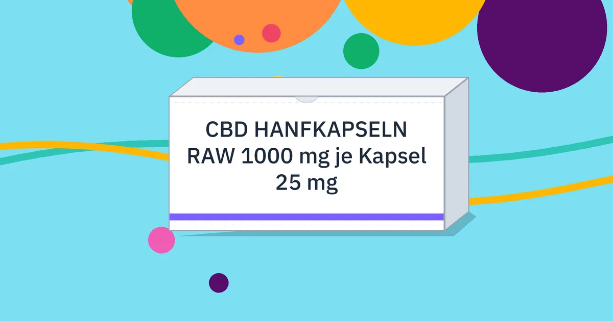 Symbolbild: Packung mit der Aufschrift CBD HANFKAPSELN RAW 1000 mg je Kapsel 25 mg (PZN 15631031) – Verfügbarkeit und Bezug in Apotheken in Frankfurt am Main