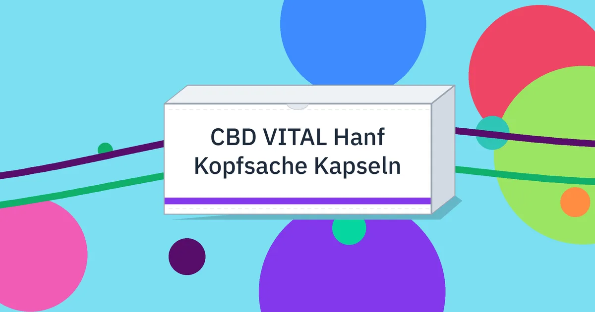Symbolbild: Packung mit der Aufschrift CBD VITAL Hanf Kopfsache Kapseln (PZN 17258286) – Verfügbarkeit und Bezug in Apotheken in Frankfurt am Main