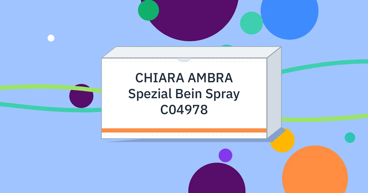Symbolbild: Packung mit der Aufschrift CHIARA AMBRA Spezial Bein Spray C04978 (PZN 08797541) – Verfügbarkeit und Bezug in Apotheken in Frankfurt am Main