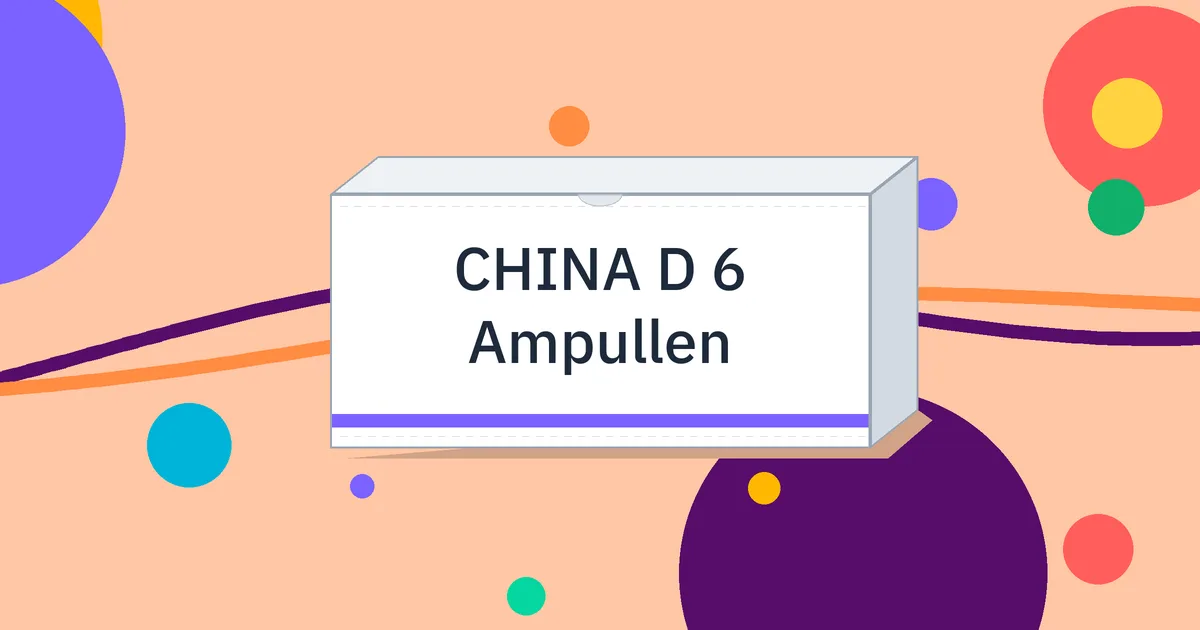 Symbolbild: Packung mit der Aufschrift CHINA D 6 Ampullen (PZN 11705198) – Verfügbarkeit und Bezug in Apotheken in Frankfurt am Main