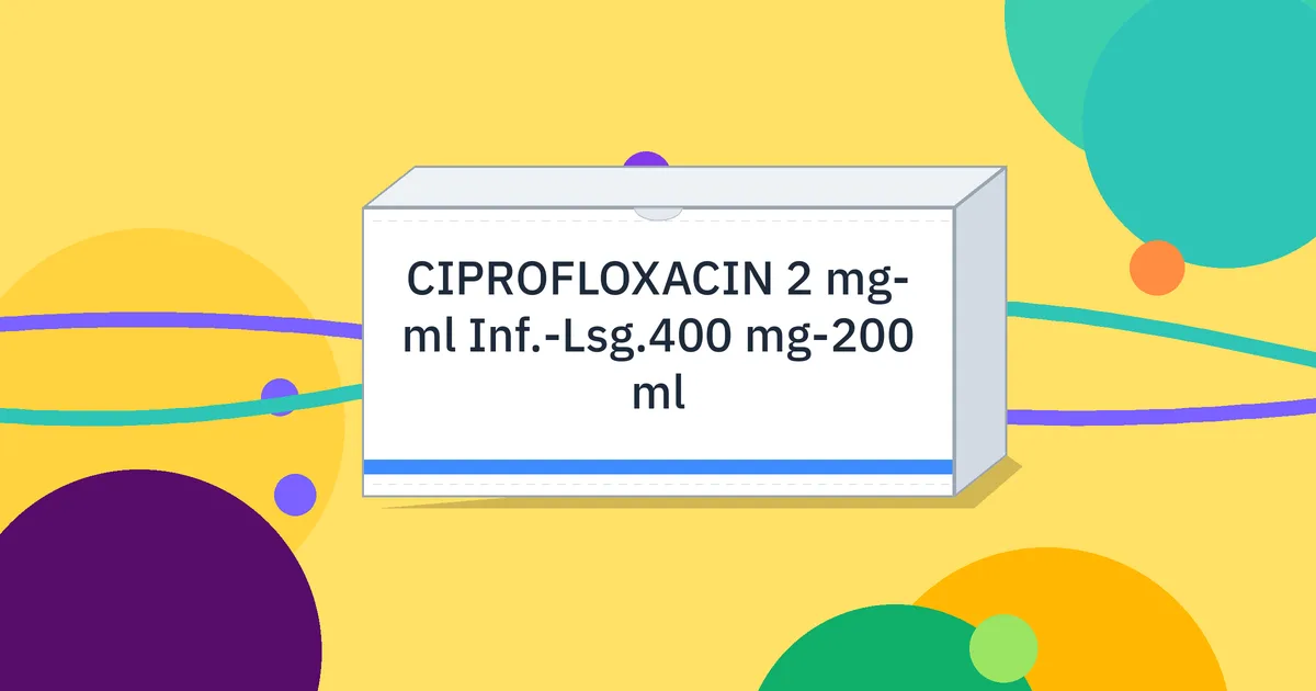 Symbolbild: Packung mit der Aufschrift CIPROFLOXACIN 2 mg-ml Inf.-Lsg.400 mg-200 ml (PZN 15378431) – Verfügbarkeit und Bezug in Apotheken in Frankfurt am Main
