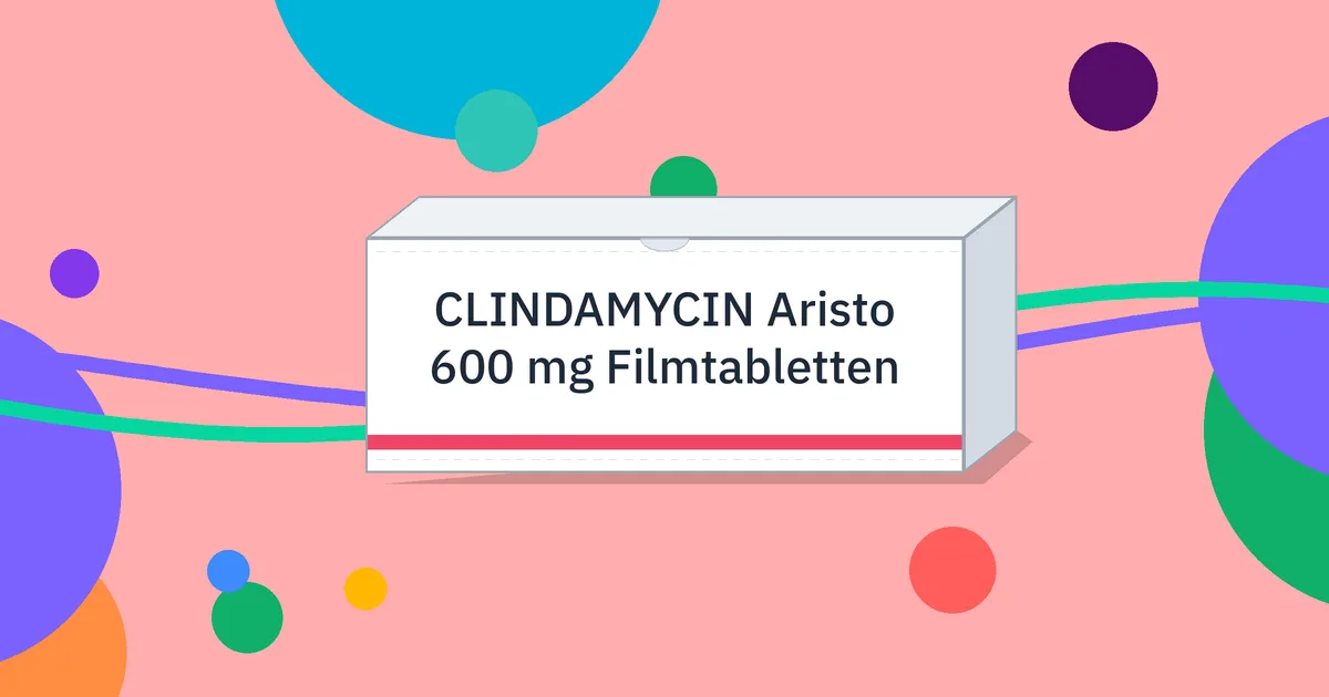 Symbolbild: Packung mit der Aufschrift CLINDAMYCIN Aristo 600 mg Filmtabletten (PZN 16201628) – Verfügbarkeit und Bezug in Apotheken in Frankfurt am Main