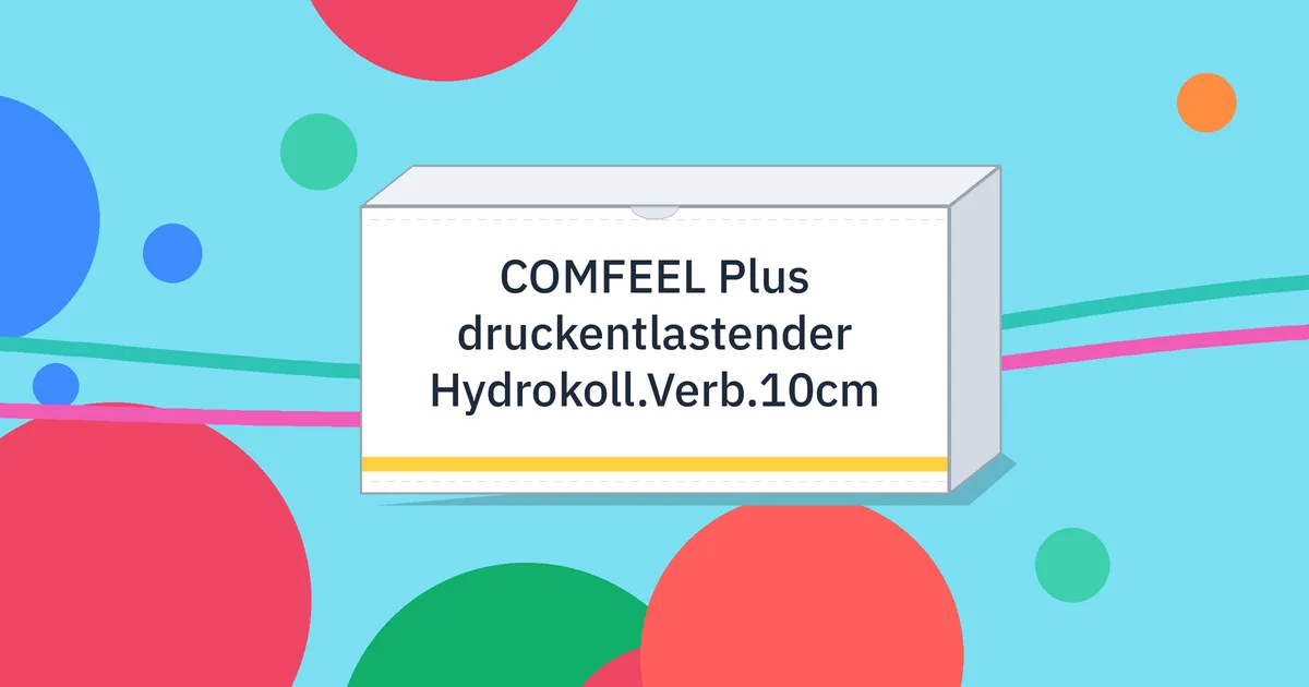 Symbolbild: Packung mit der Aufschrift COMFEEL Plus druckentlastender Hydrokoll.Verb.10cm (PZN 19474798) – Verfügbarkeit und Bezug in Apotheken in Frankfurt am Main