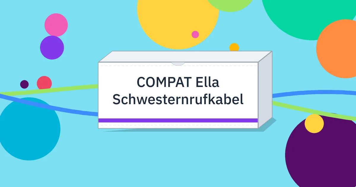 Symbolbild: Packung mit der Aufschrift COMPAT Ella Schwesternrufkabel (PZN 13706351) – Verfügbarkeit und Bezug in Apotheken in Frankfurt am Main