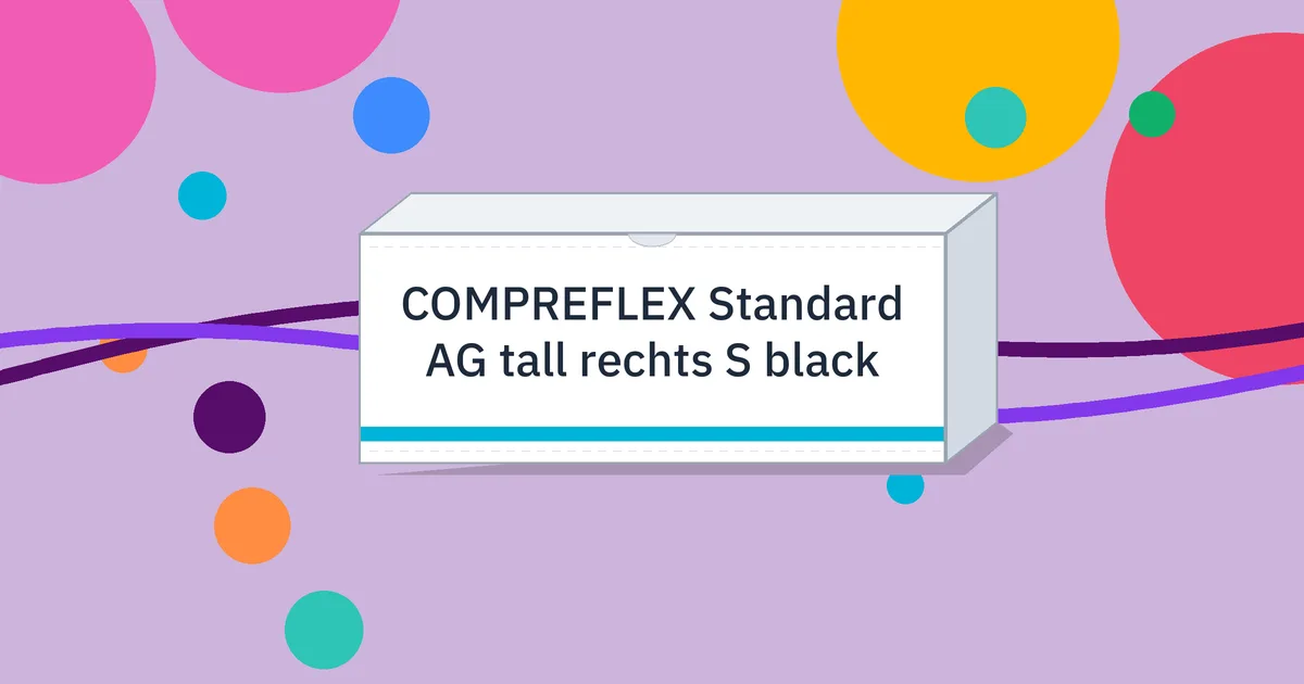 Symbolbild: Packung mit der Aufschrift COMPREFLEX Standard AG tall rechts S black (PZN 19534715) – Verfügbarkeit und Bezug in Apotheken in Frankfurt am Main