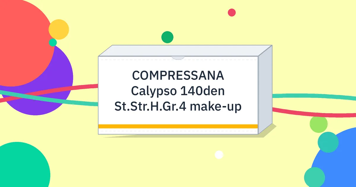 Symbolbild: Packung mit der Aufschrift COMPRESSANA Calypso 140den St.Str.H.Gr.4 make-up (PZN 05704639) – Verfügbarkeit und Bezug in Apotheken in Frankfurt am Main