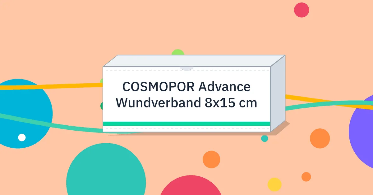 Symbolbild: Packung mit der Aufschrift COSMOPOR Advance Wundverband 8x15 cm (PZN 14289694) – Verfügbarkeit und Bezug in Apotheken in Frankfurt am Main