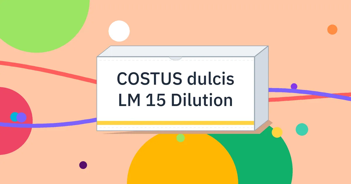 Symbolbild: Packung mit der Aufschrift COSTUS dulcis LM 15 Dilution (PZN 13454961) – Verfügbarkeit und Bezug in Apotheken in Frankfurt am Main