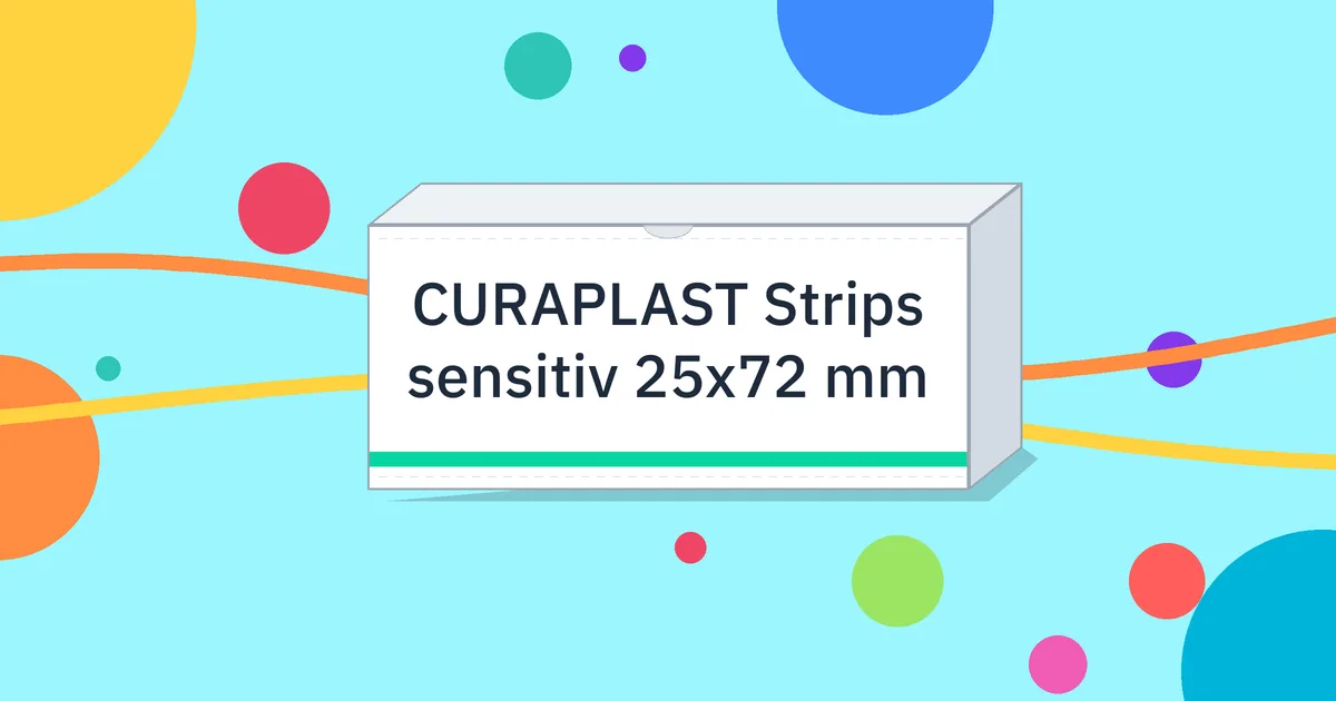 Symbolbild: Packung mit der Aufschrift CURAPLAST Strips sensitiv 25x72 mm (PZN 01240427) – Verfügbarkeit und Bezug in Apotheken in Frankfurt am Main