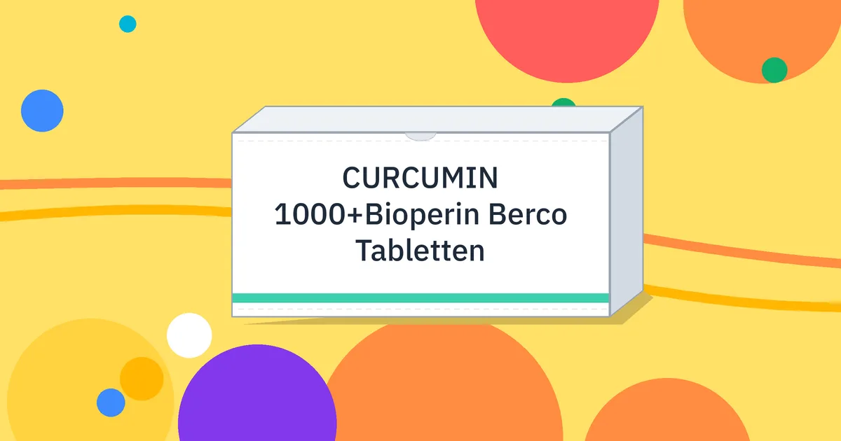 Symbolbild: Packung mit der Aufschrift CURCUMIN 1000+Bioperin Berco Tabletten (PZN 14041296) – Verfügbarkeit und Bezug in Apotheken in Frankfurt am Main