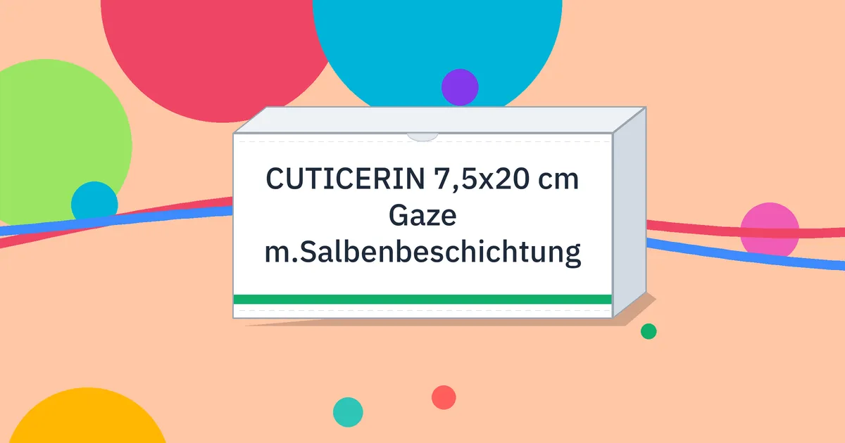 Symbolbild: Packung mit der Aufschrift CUTICERIN 7,5x20 cm Gaze m.Salbenbeschichtung (PZN 03744735) – Verfügbarkeit und Bezug in Apotheken in Frankfurt am Main