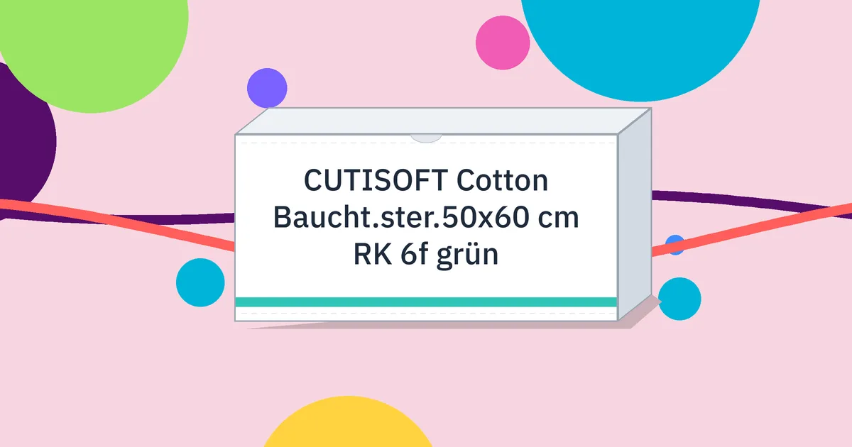Symbolbild: Packung mit der Aufschrift CUTISOFT Cotton Baucht.ster.50x60 cm RK 6f grün (PZN 03903211) – Verfügbarkeit und Bezug in Apotheken in Frankfurt am Main