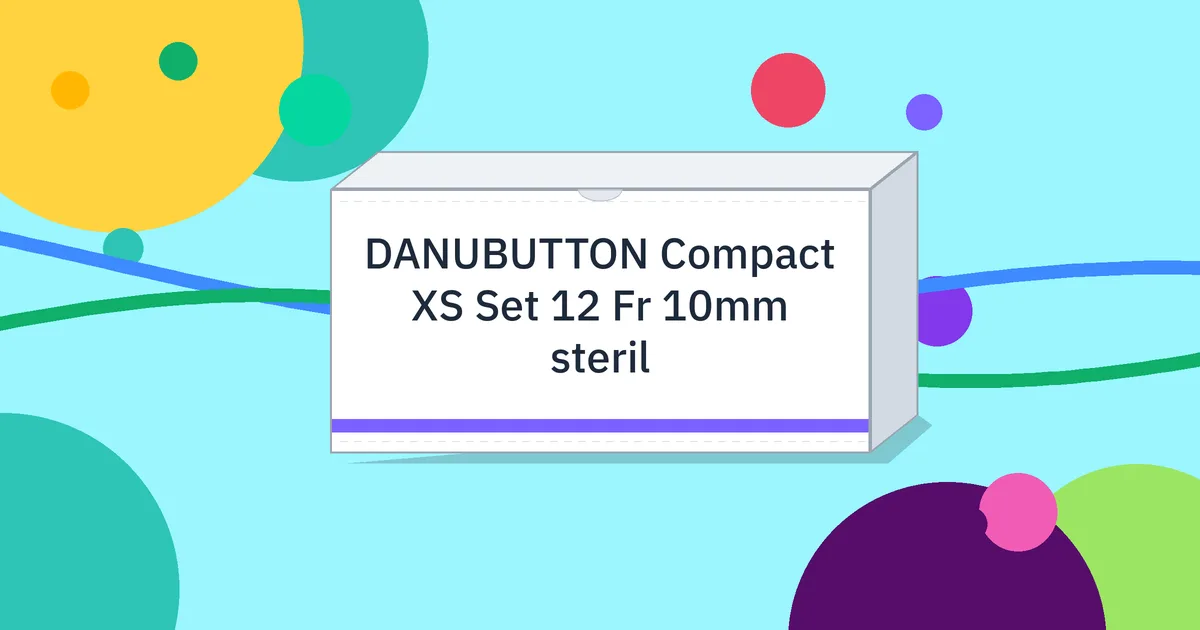 Symbolbild: Packung mit der Aufschrift DANUBUTTON Compact XS Set 12 Fr 10mm steril (PZN 19852444) – Verfügbarkeit und Bezug in Apotheken in Frankfurt am Main