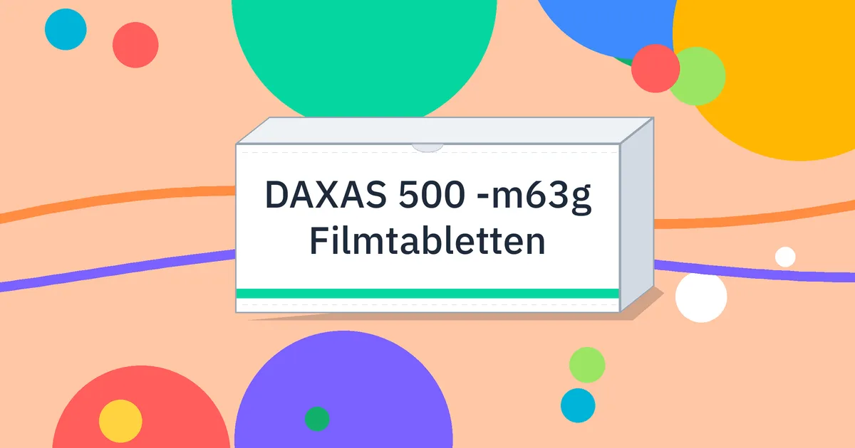 Symbolbild: Packung mit der Aufschrift DAXAS 500 -m63g Filmtabletten (PZN 15417119) – Verfügbarkeit und Bezug in Apotheken in Frankfurt am Main