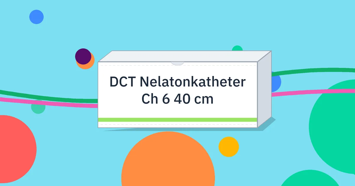 Symbolbild: Packung mit der Aufschrift DCT Nelatonkatheter Ch 6 40 cm (PZN 11318886) – Verfügbarkeit und Bezug in Apotheken in Frankfurt am Main