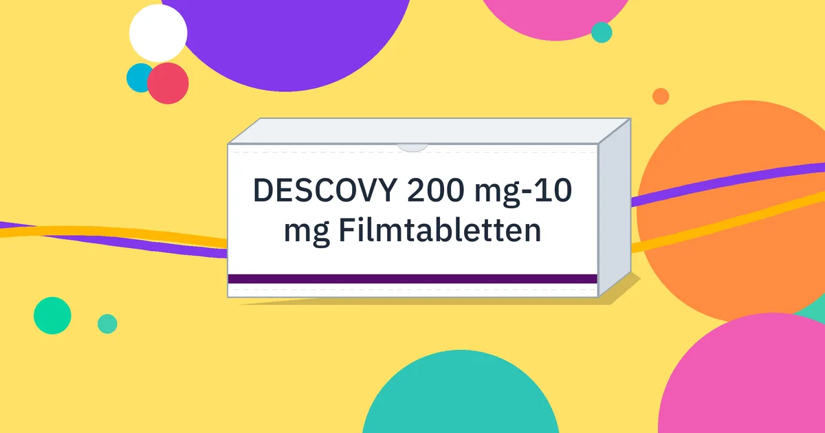 Symbolbild: Packung mit der Aufschrift DESCOVY 200 mg-10 mg Filmtabletten (PZN 11727389) – Verfügbarkeit und Bezug in Apotheken in Frankfurt am Main
