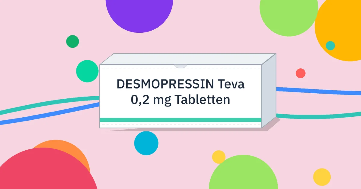 Symbolbild: Packung mit der Aufschrift DESMOPRESSIN Teva 0,2 mg Tabletten (PZN 01877722) – Verfügbarkeit und Bezug in Apotheken in Frankfurt am Main
