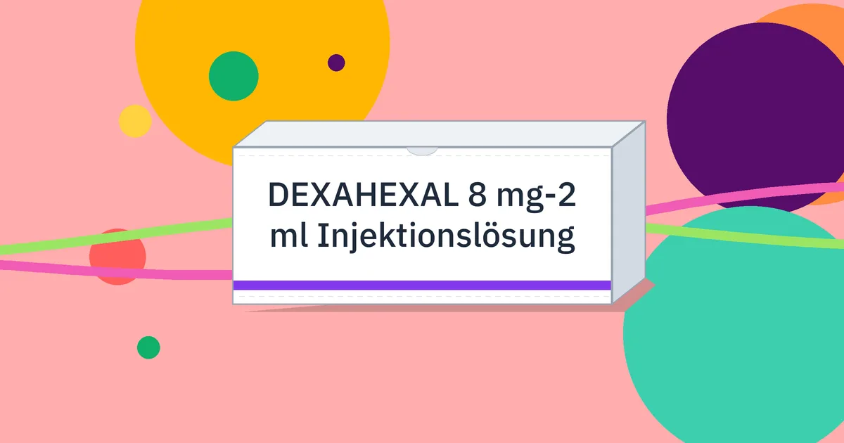 Symbolbild: Packung mit der Aufschrift DEXAHEXAL 8 mg-2 ml Injektionslösung (PZN 01276939) – Verfügbarkeit und Bezug in Apotheken in Frankfurt am Main