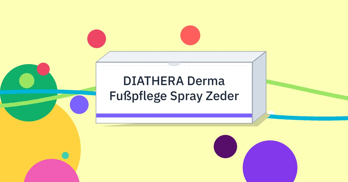 Symbolbild: Packung mit der Aufschrift DIATHERA Derma Fußpflege Spray Zeder (PZN 20583498) – Verfügbarkeit und Bezug in Apotheken in Frankfurt am Main