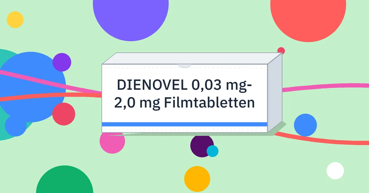 Symbolbild: Packung mit der Aufschrift DIENOVEL 0,03 mg-2,0 mg Filmtabletten (PZN 09739557) – Verfügbarkeit und Bezug in Apotheken in Frankfurt am Main