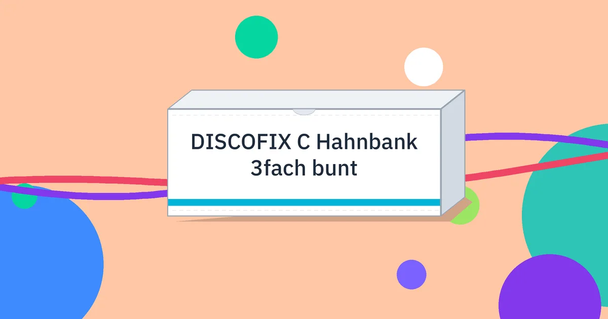 Symbolbild: Packung mit der Aufschrift DISCOFIX C Hahnbank 3fach bunt (PZN 02733385) – Verfügbarkeit und Bezug in Apotheken in Frankfurt am Main