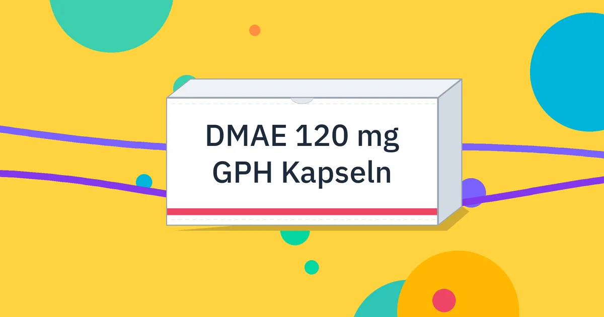 Symbolbild: Packung mit der Aufschrift DMAE 120 mg GPH Kapseln (PZN 10829283) – Verfügbarkeit und Bezug in Apotheken in Frankfurt am Main