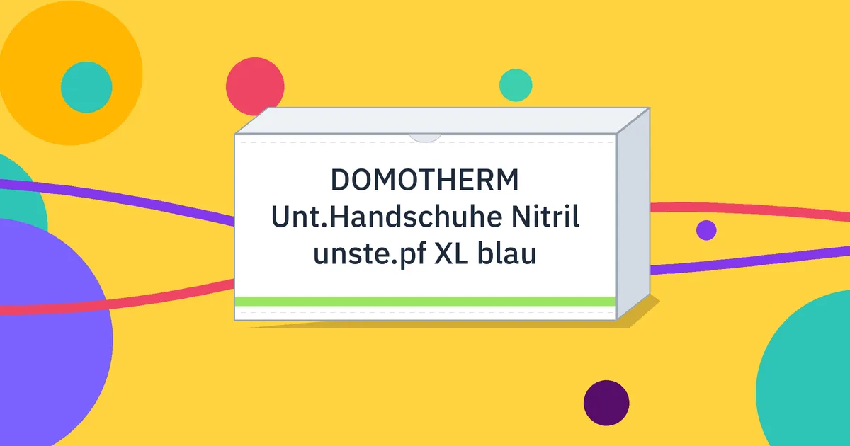Symbolbild: Packung mit der Aufschrift DOMOTHERM Unt.Handschuhe Nitril unste.pf XL blau (PZN 17627921) – Verfügbarkeit und Bezug in Apotheken in Frankfurt am Main