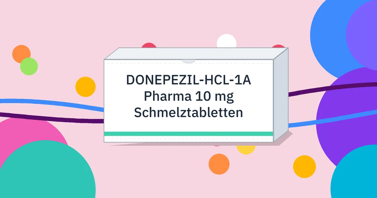 Symbolbild: Packung mit der Aufschrift DONEPEZIL-HCL-1A Pharma 10 mg Schmelztabletten (PZN 09322320) – Verfügbarkeit und Bezug in Apotheken in Frankfurt am Main