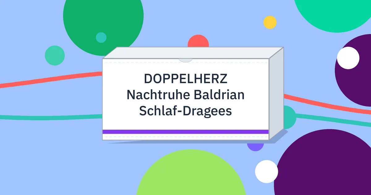 Symbolbild: Packung mit der Aufschrift DOPPELHERZ Nachtruhe Baldrian Schlaf-Dragees (PZN 18723673) – Verfügbarkeit und Bezug in Apotheken in Frankfurt am Main