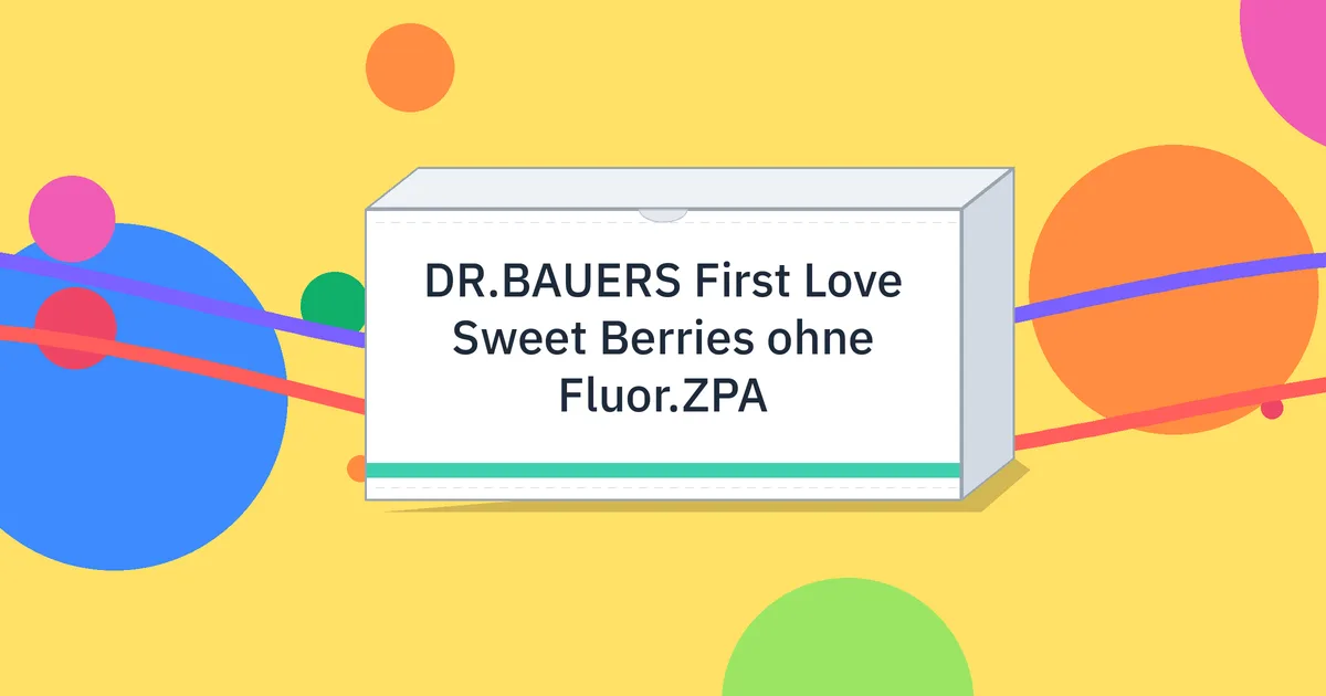 Symbolbild: Packung mit der Aufschrift DR.BAUERS First Love Sweet Berries ohne Fluor.ZPA (PZN 19762563) – Verfügbarkeit und Bezug in Apotheken in Frankfurt am Main