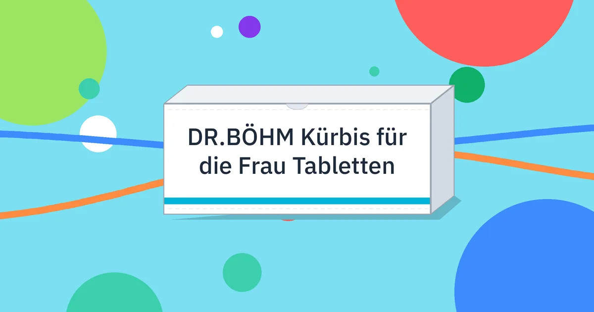 Symbolbild: Packung mit der Aufschrift DR.BÖHM Kürbis für die Frau Tabletten (PZN 15390969) – Verfügbarkeit und Bezug in Apotheken in Frankfurt am Main