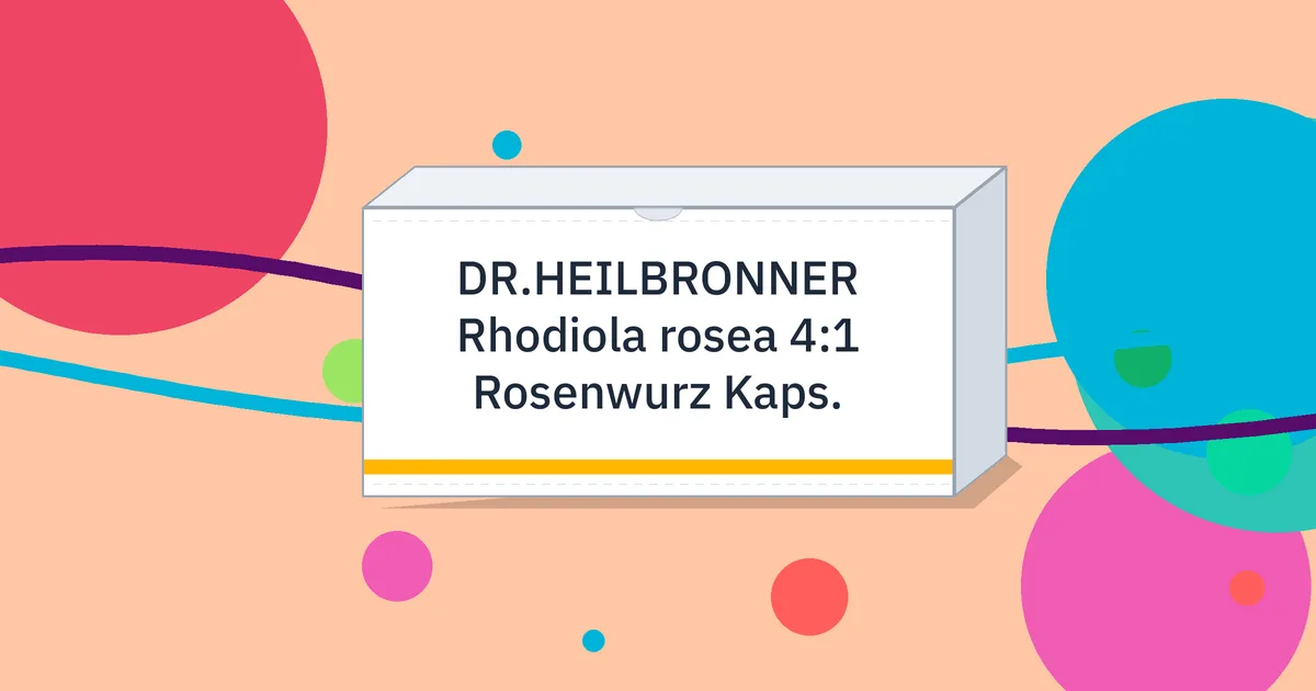 Symbolbild: Packung mit der Aufschrift DR.HEILBRONNER Rhodiola rosea 4:1 Rosenwurz Kaps. (PZN 20693502) – Verfügbarkeit und Bezug in Apotheken in Frankfurt am Main