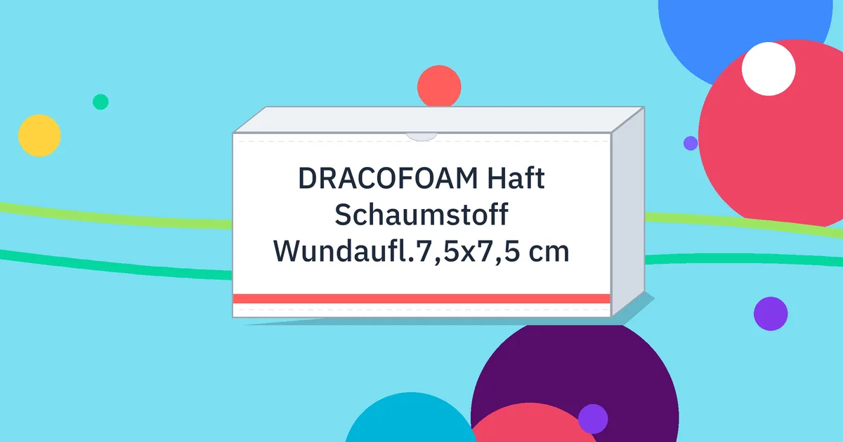 Symbolbild: Packung mit der Aufschrift DRACOFOAM Haft Schaumstoff Wundaufl.7,5x7,5 cm (PZN 06733293) – Verfügbarkeit und Bezug in Apotheken in Frankfurt am Main