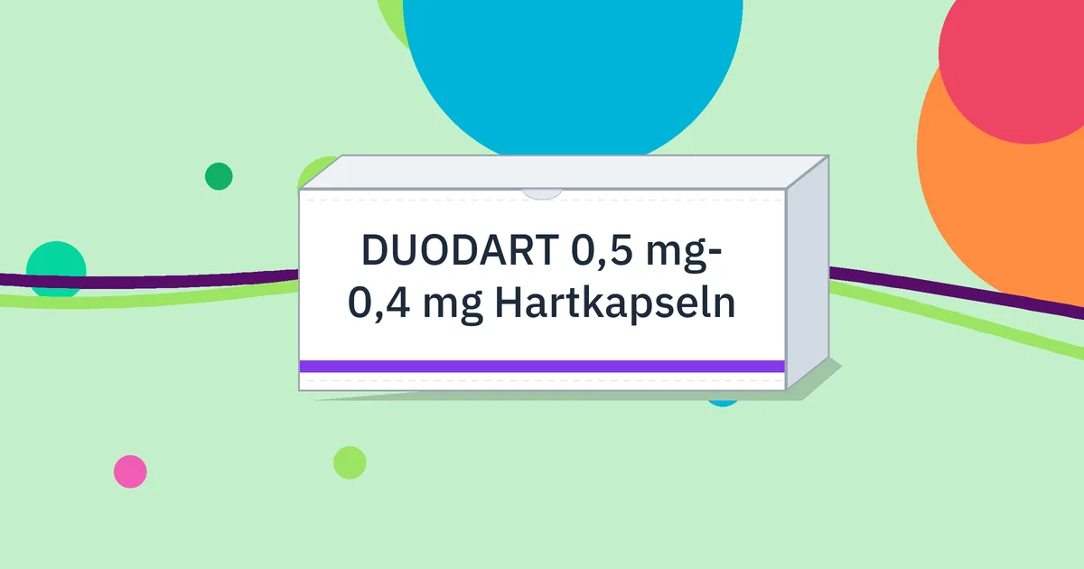 Symbolbild: Packung mit der Aufschrift DUODART 0,5 mg-0,4 mg Hartkapseln (PZN 16664854) – Verfügbarkeit und Bezug in Apotheken in Frankfurt am Main