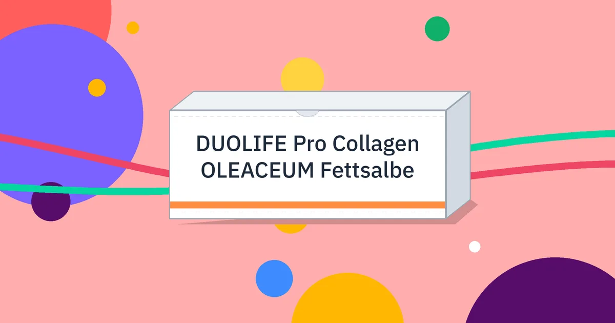 Symbolbild: Packung mit der Aufschrift DUOLIFE Pro Collagen OLEACEUM Fettsalbe (PZN 20848005) – Verfügbarkeit und Bezug in Apotheken in Frankfurt am Main