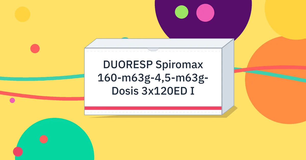 Symbolbild: Packung mit der Aufschrift DUORESP Spiromax 160-m63g-4,5-m63g-Dosis 3x120ED I (PZN 11054482) – Verfügbarkeit und Bezug in Apotheken in Frankfurt am Main