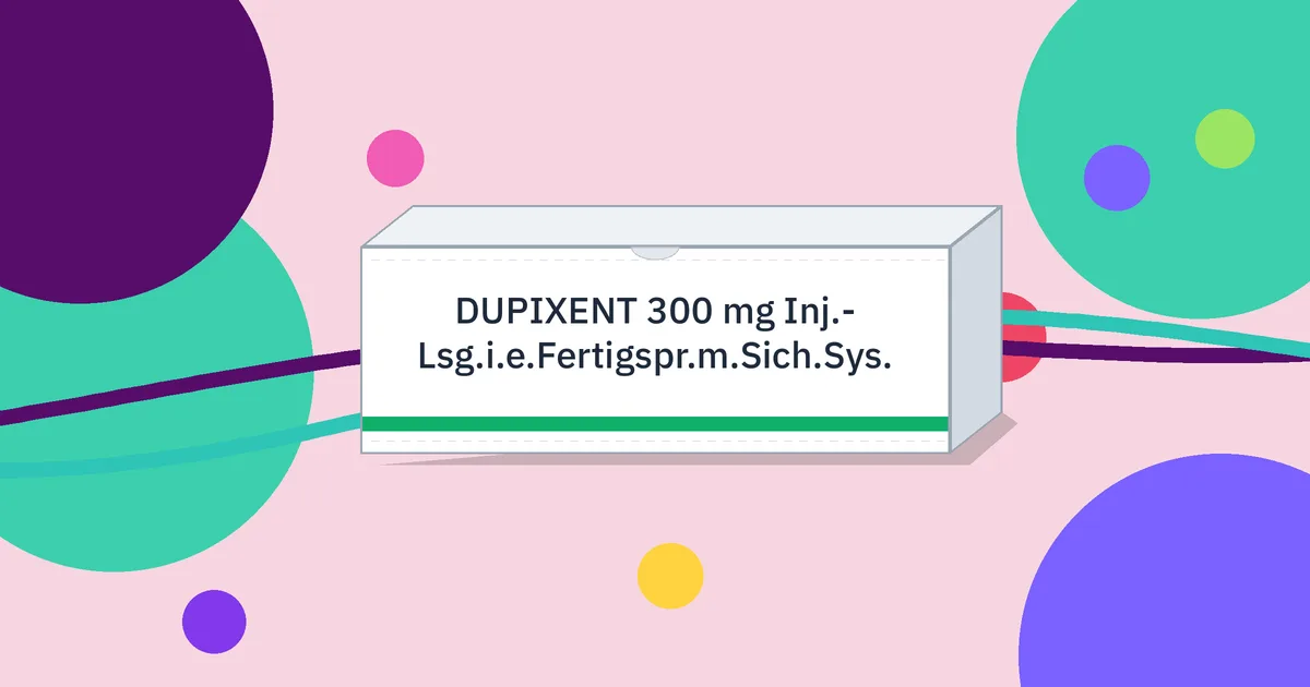Symbolbild: Packung mit der Aufschrift DUPIXENT 300 mg Inj.-Lsg.i.e.Fertigspr.m.Sich.Sys. (PZN 19554528) – Verfügbarkeit und Bezug in Apotheken in Frankfurt am Main