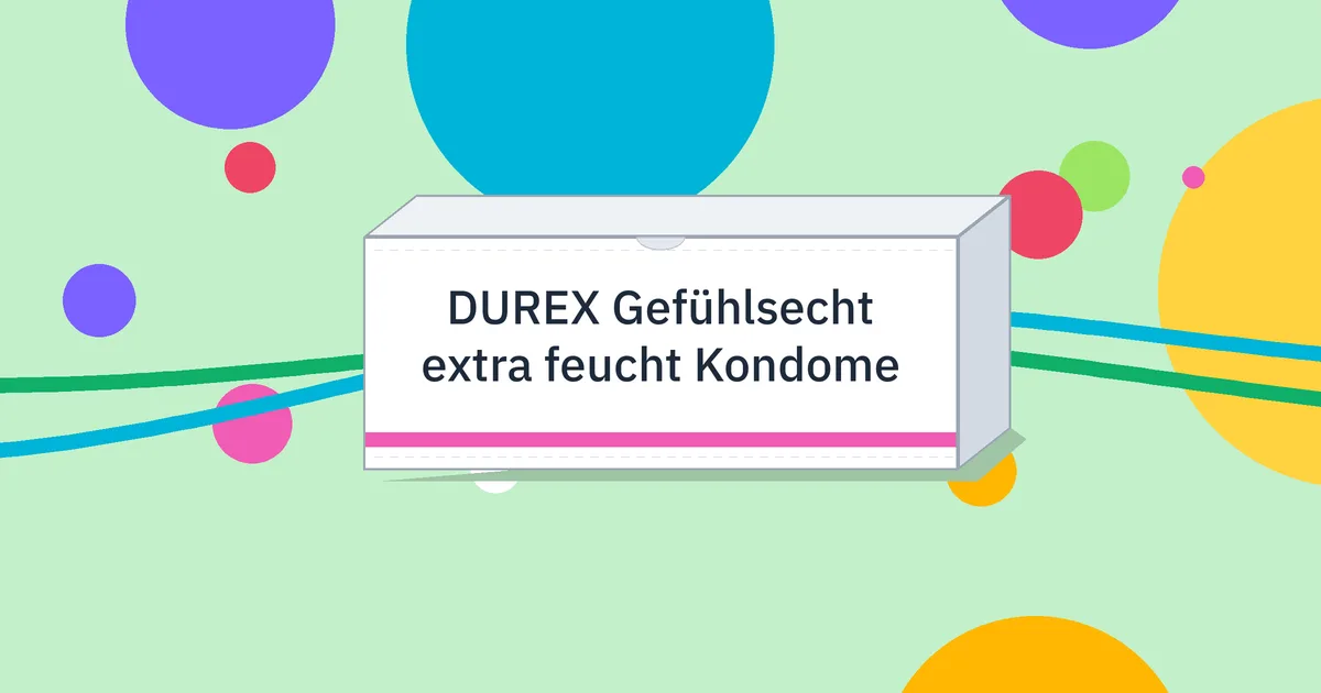 Symbolbild: Packung mit der Aufschrift DUREX Gefühlsecht extra feucht Kondome (PZN 19847839) – Verfügbarkeit und Bezug in Apotheken in Frankfurt am Main