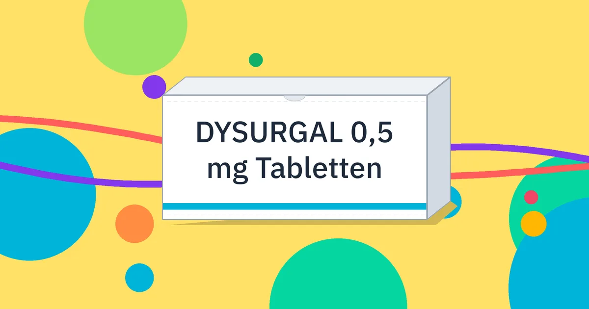 Symbolbild: Packung mit der Aufschrift DYSURGAL 0,5 mg Tabletten (PZN 03203330) – Verfügbarkeit und Bezug in Apotheken in Frankfurt am Main