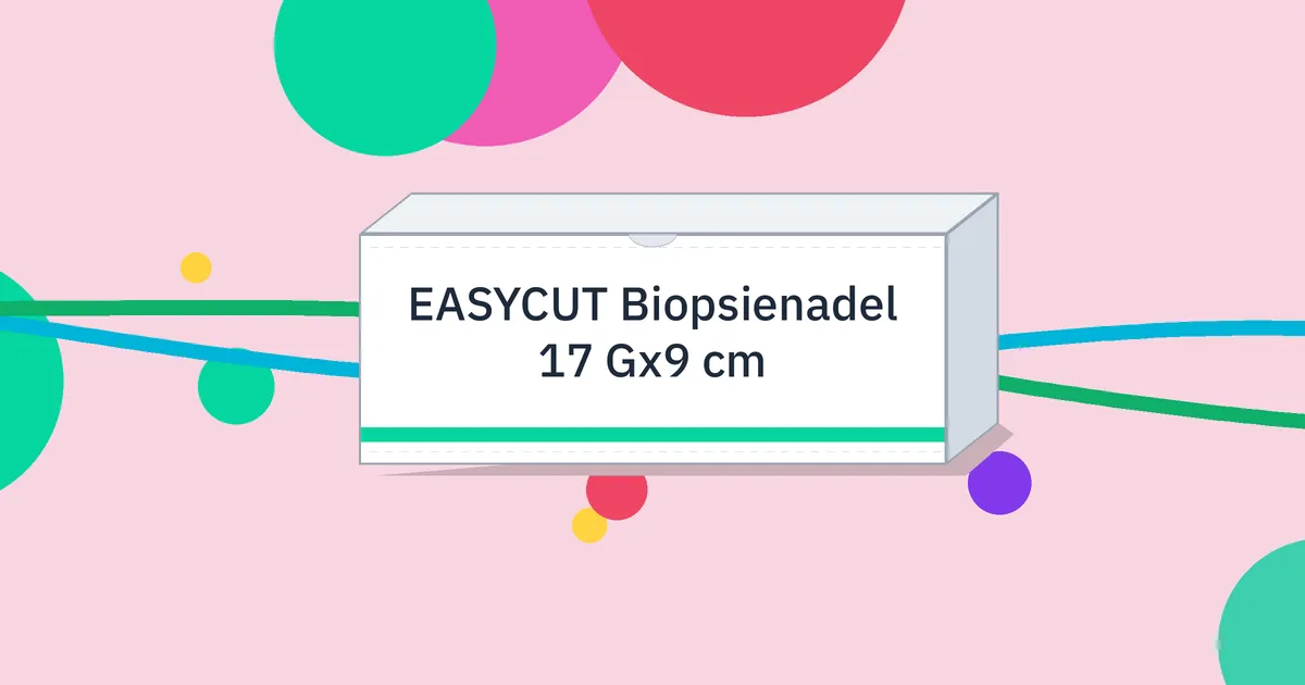 Symbolbild: Packung mit der Aufschrift EASYCUT Biopsienadel 17 Gx9 cm (PZN 16920872) – Verfügbarkeit und Bezug in Apotheken in Frankfurt am Main