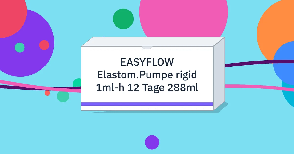 Symbolbild: Packung mit der Aufschrift EASYFLOW Elastom.Pumpe rigid 1ml-h 12 Tage 288ml (PZN 19262346) – Verfügbarkeit und Bezug in Apotheken in Frankfurt am Main