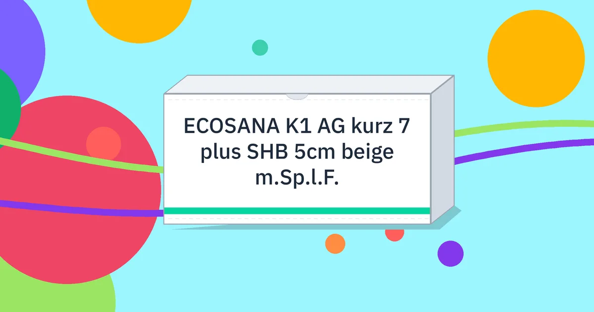 Symbolbild: Packung mit der Aufschrift ECOSANA K1 AG kurz 7 plus SHB 5cm beige m.Sp.l.F. (PZN 04730830) – Verfügbarkeit und Bezug in Apotheken in Frankfurt am Main
