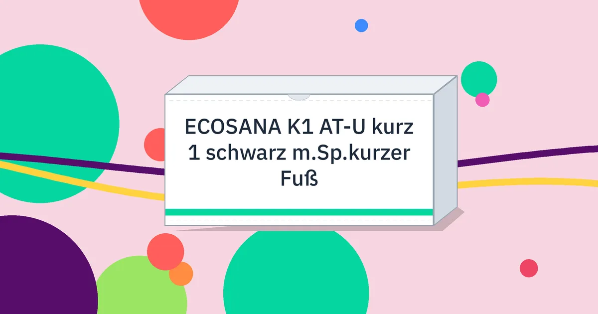 Symbolbild: Packung mit der Aufschrift ECOSANA K1 AT-U kurz 1 schwarz m.Sp.kurzer Fuß (PZN 04732556) – Verfügbarkeit und Bezug in Apotheken in Frankfurt am Main
